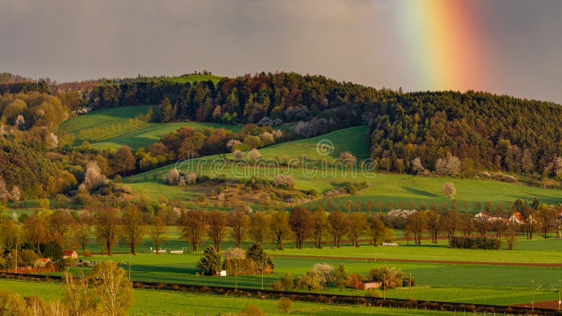 Rainbow in the Werra Valley Stock Image - Image of england, thuringian ...