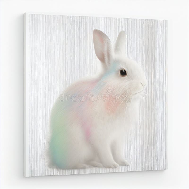 Rainbow White Rabbit, Cute Easter Bunny Portrait Stock Illustration ...