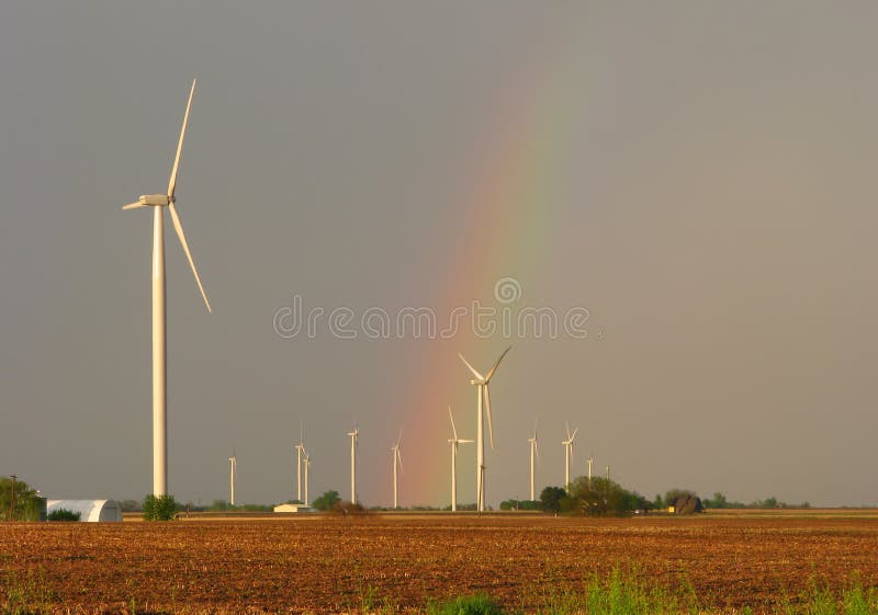 Wind Turbines at a High Elevation Prairie Landscape with Mountains in ...