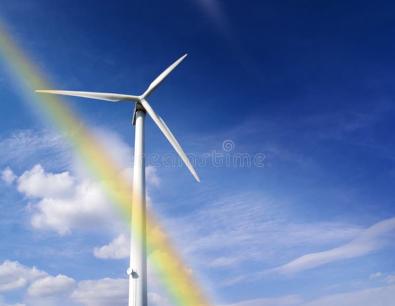 Rainbow windmill stock photo. Image of cloudy, turbine - 23121040