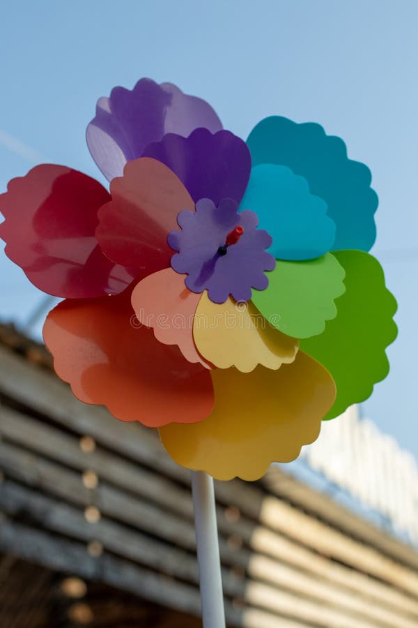 Rainbow Windmill Artifacts from Leftover Materials Stock Image - Image ...