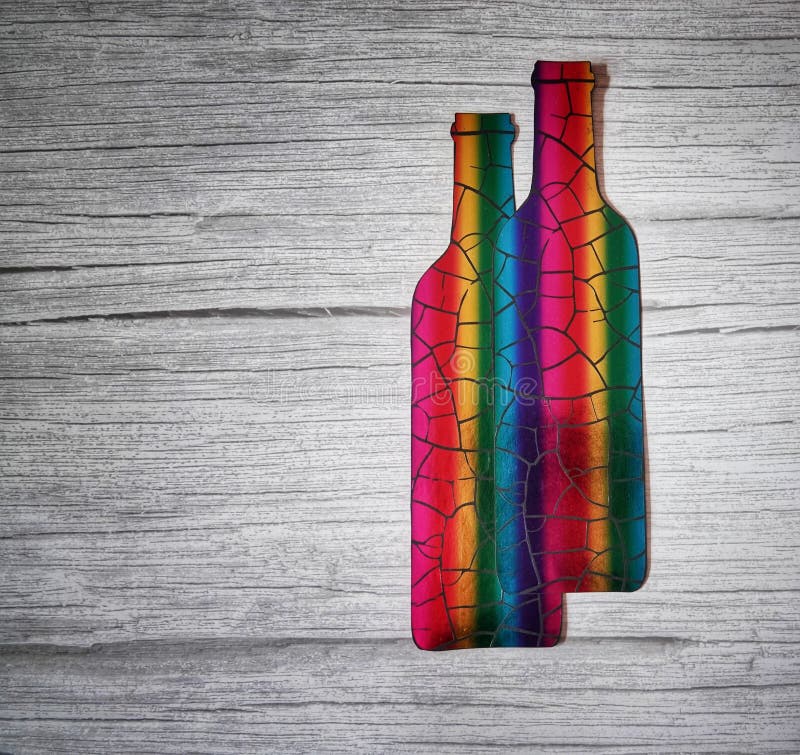 Rainbow wine bottles shape stock photo. Image of contour - 380079626