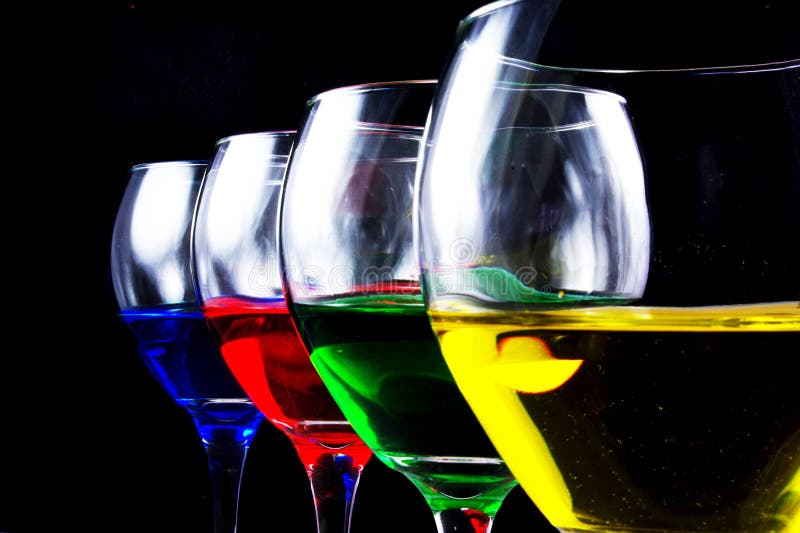 Rainbow wine glasses stock photo. Image of colors, grapes - 39571624