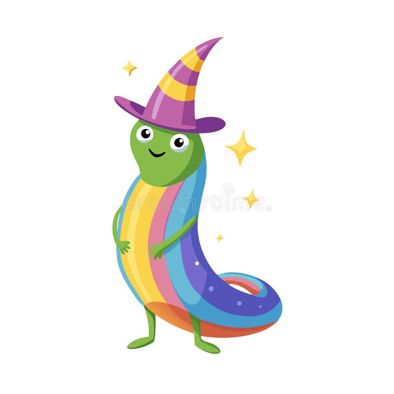 Rainbow Wizard Lizard: Cute Magical Creature with Hat and Stars ...