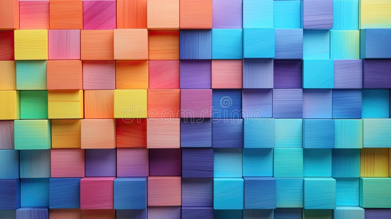 Rainbow Wooden Blocks Background Stock Illustration - Illustration of ...
