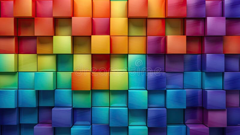 Rainbow Wooden Blocks Background Stock Image - Image of structure ...