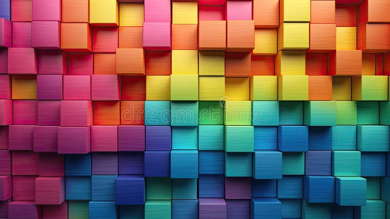 Rainbow Wooden Blocks Background Stock Illustration - Illustration of ...