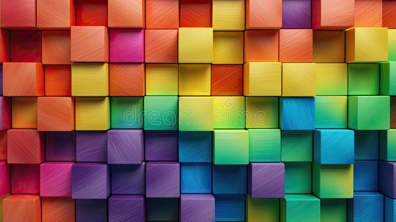 Rainbow Wooden Blocks Background Stock Illustration - Illustration of ...