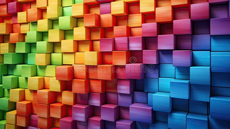 Rainbow Wooden Blocks Background Stock Illustration - Illustration of ...