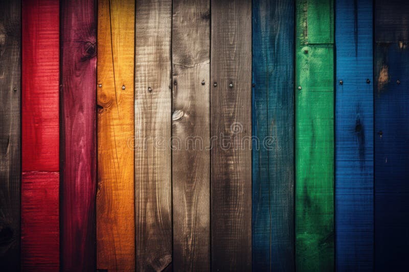 Rainbow Wooden Planks Background Stock Illustration - Illustration of ...