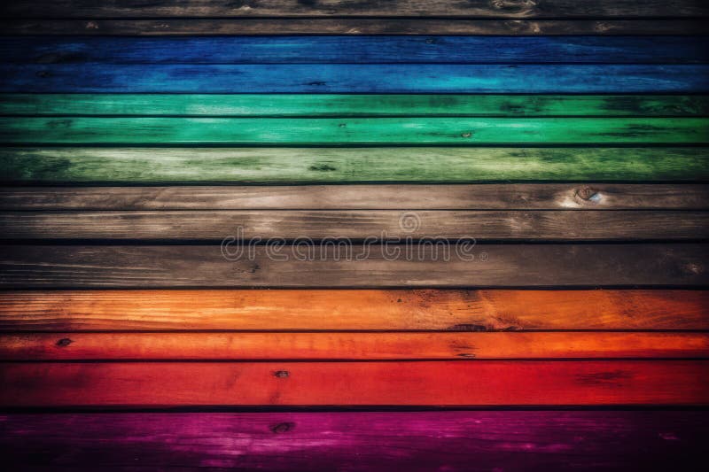 Rainbow Wooden Planks Background Stock Illustration - Illustration of ...