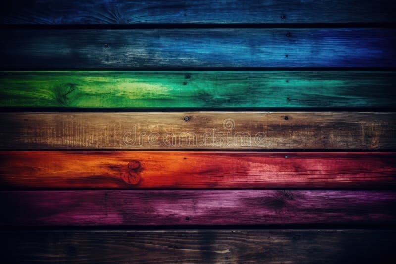 Rainbow Wooden Planks Background Stock Illustration - Illustration of ...