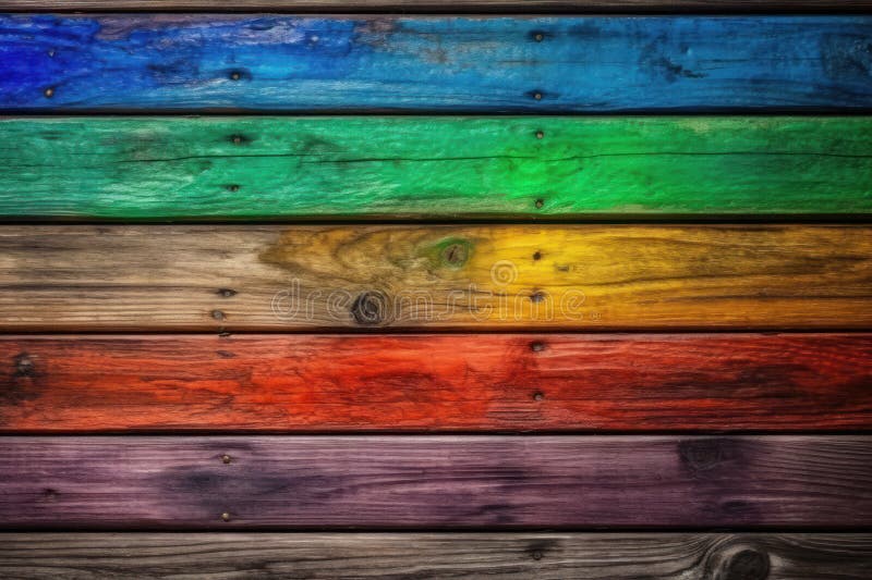 Rainbow Wooden Planks Background Stock Illustration - Illustration of ...