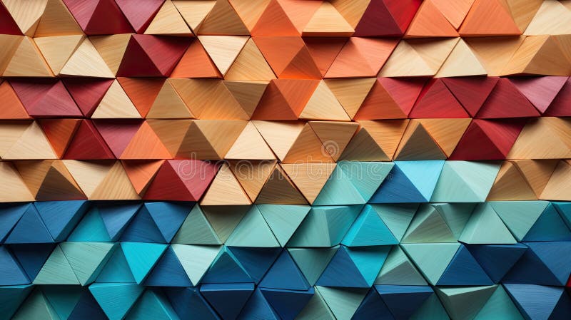 Rainbow Wooden Triangles Background Stock Illustration - Illustration ...