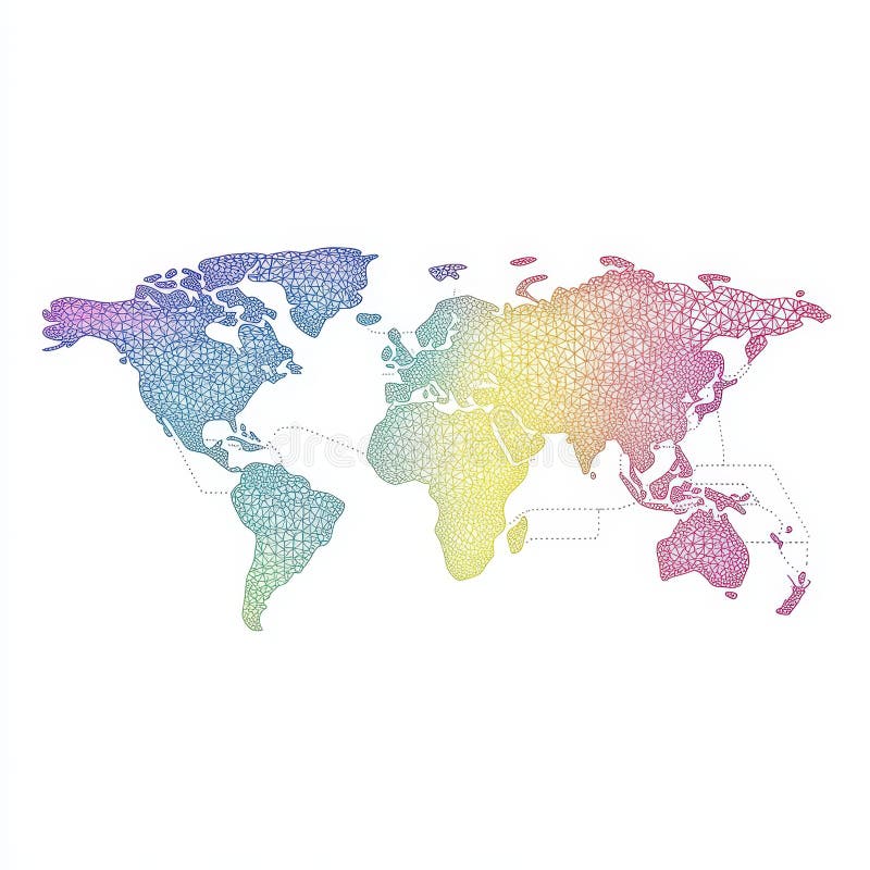 Rainbow World Map Geometric Design Global Connectivity Travel Stock ...