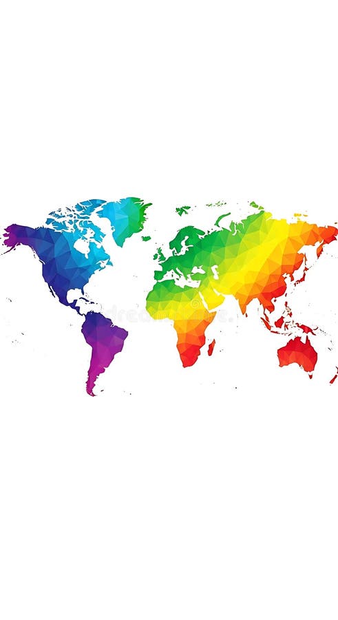Rainbow World Map: Low Poly Global Illustration Stock Illustration - Illustration of circle ...