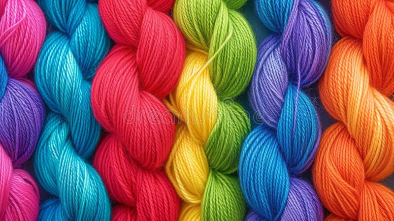 Rainbow Woven Knitting Yarn,Generative AI, Stock Image - Image of ...