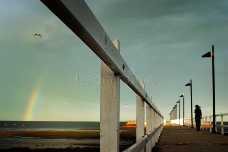 Rainbow at Wynnum Jetty stock image. Image of queensland - 70659687