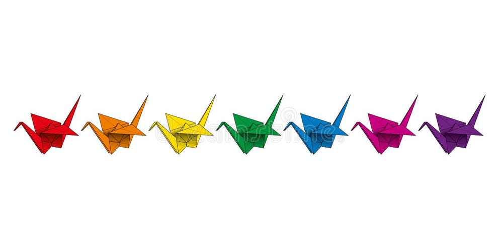 Rainbow Colored Origami Paper Cranes, Also Called Tsuru, or Orizuru ...