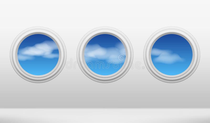 Round Windows with View of Blue Sky Stock Vector - Illustration of ...