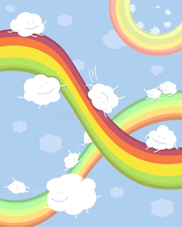 Rainbows with clouds stock vector. Illustration of vector - 7338647