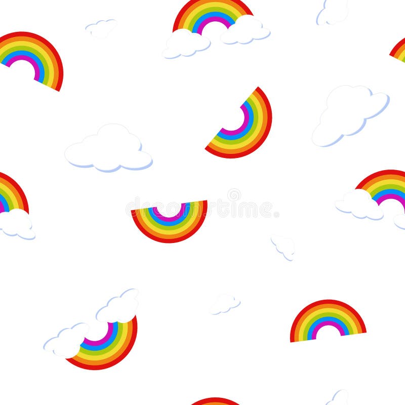 Notebook Labels, Rainbow Frame with Rainbow and Clouds Design. Stock ...