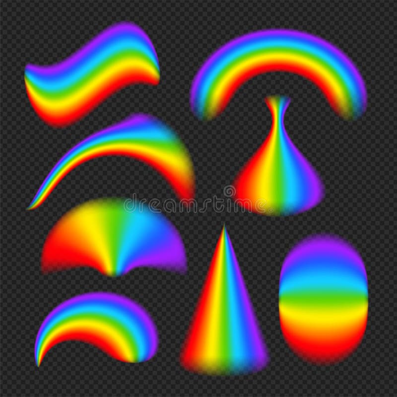 Rainbows in Different Shape Realistic Set on Transparent Background ...