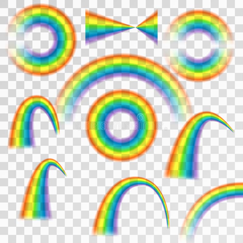 Rainbows in Different Shape Realistic Set on Transparent Background ...