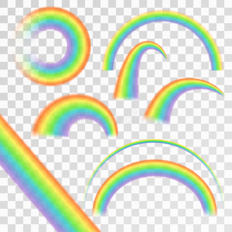 Rainbows in Different Shape Realistic Set on Transparent Background ...