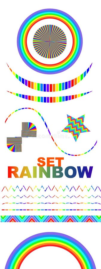 Rainbows in Different Shape Realistic Set on White Background Vector ...