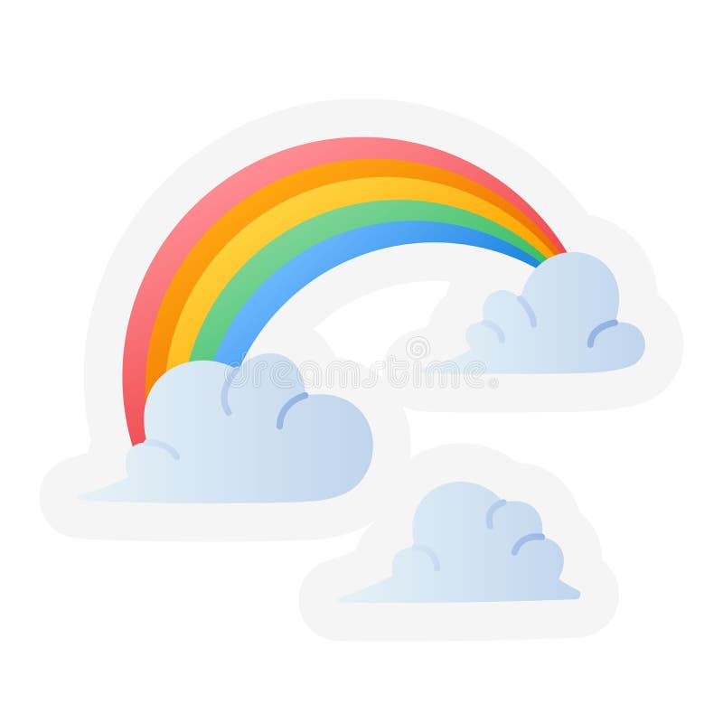 Rainbows Spring or Springtime Single Isolated Icon with Sticker Outline ...