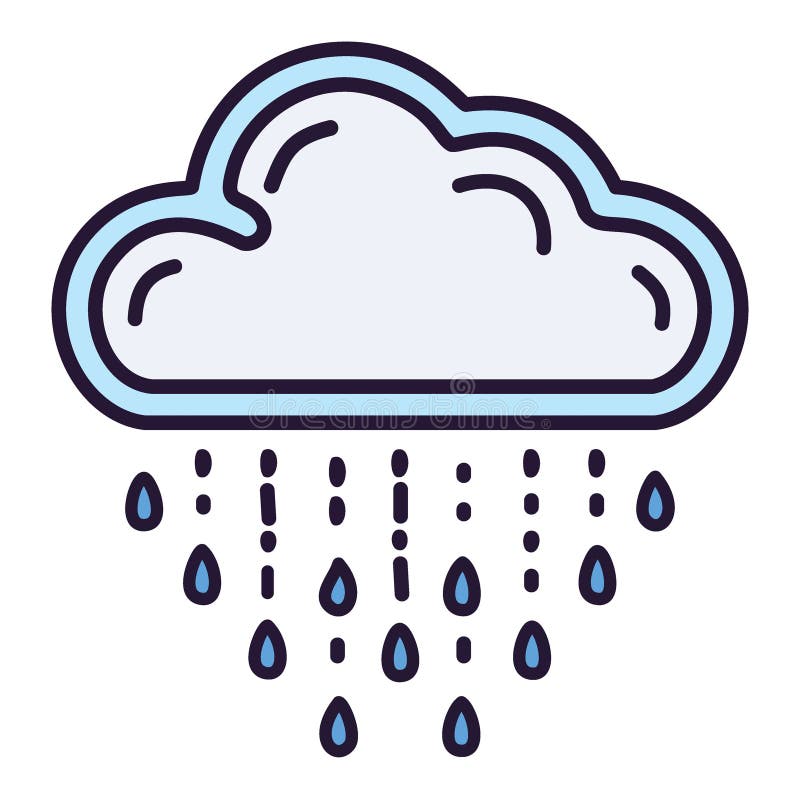 Raincloud Icon. Simple Line Art Drawing of a Downpour from a Stormy ...