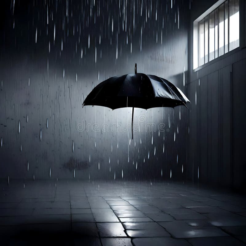 Dark, Rainy Storm Cloud in an Empty Dark Room - Ai Generated Image ...