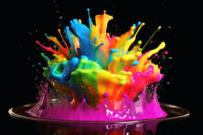 Raindow Colored Liquid Explosion Created with Generative AI Technology ...