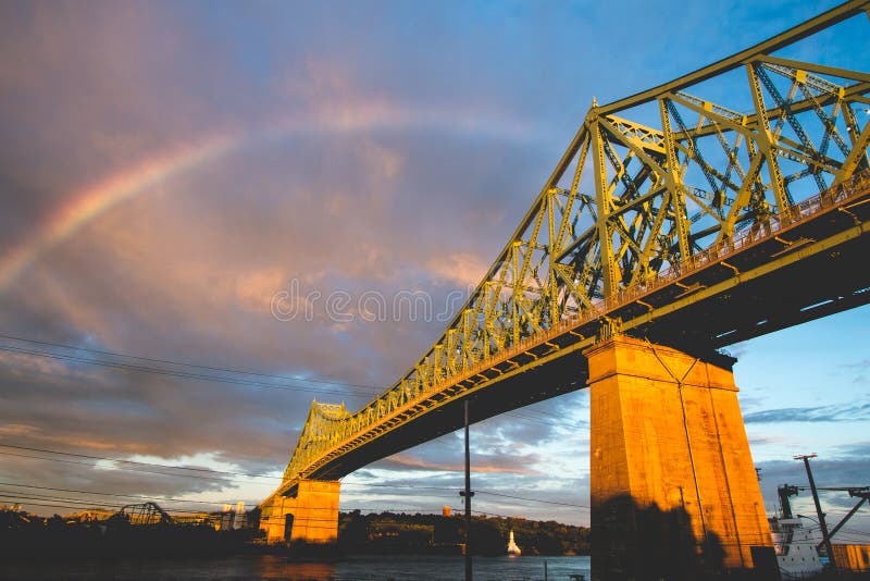 Raindow over bridge stock image. Image of rain, rainbow - 36593439