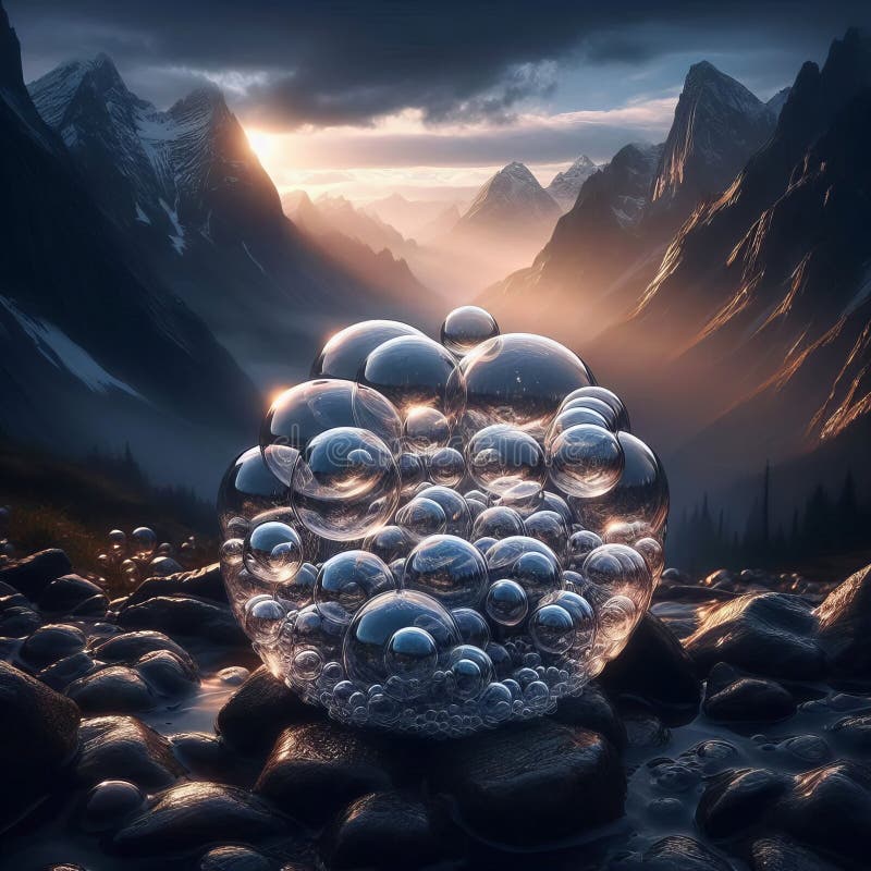 Raindrop Bubbles Formed when Rain Falls on Puddles or Other Bodi Stock ...