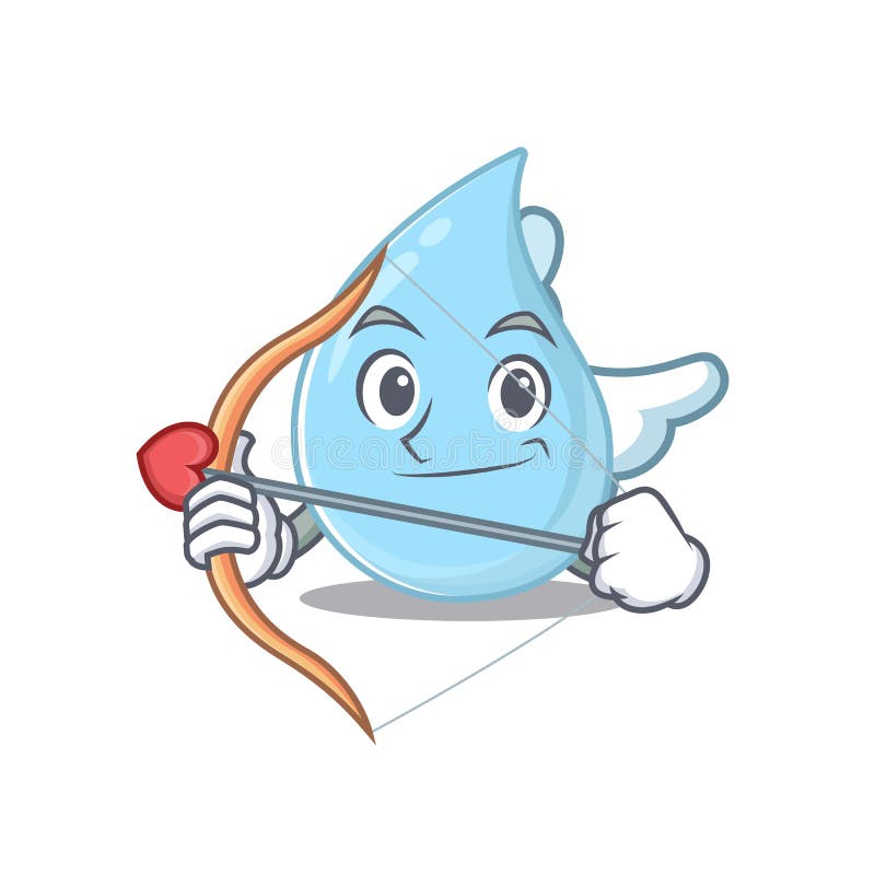 Raindrop in Cupid Cartoon Character with Arrow and Wings Stock Vector ...