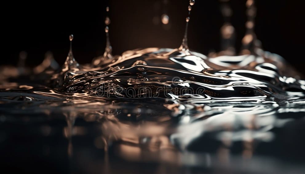 Raindrop Falling, Splashing in Smooth Wave Pattern Generated by AI ...