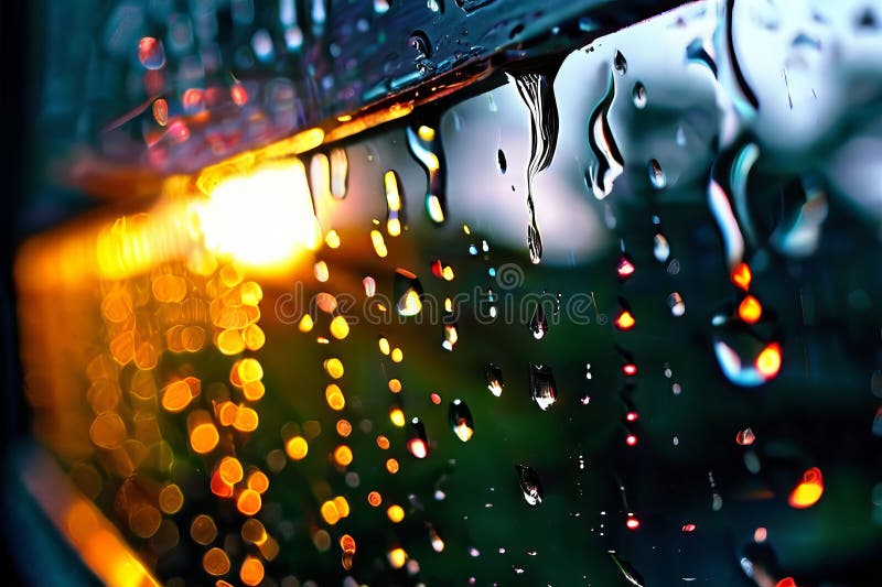 Raindrop Prism Light Refracted through Raindrops on Glass Stock ...