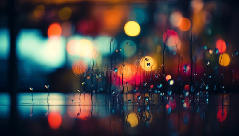 Raindrop Reflections on Bright, Defocused Window Create Abstract ...