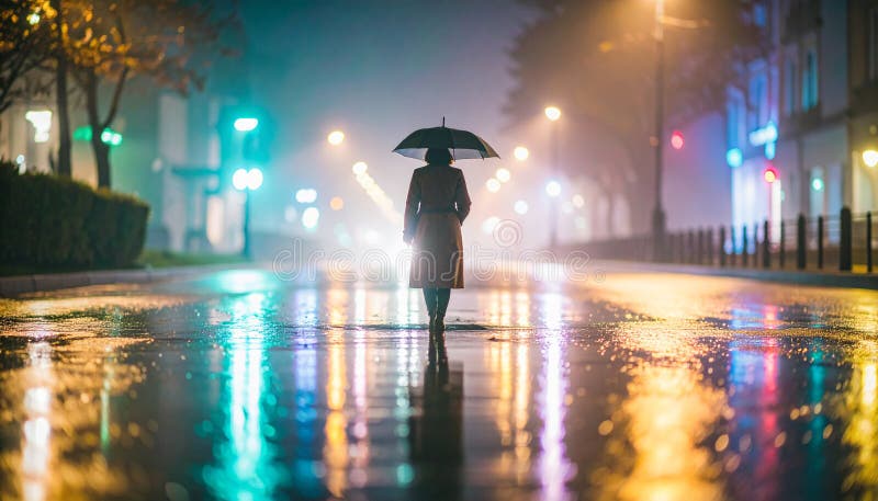 Raindrop Ripple Scene at the Street. Background Concept. Generated ...