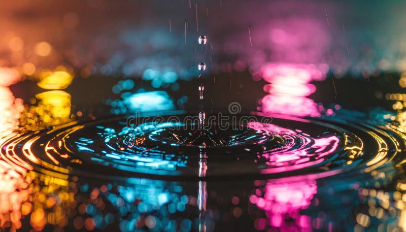 Raindrop Ripple Scene at the Street. Background Concept. Generated ...