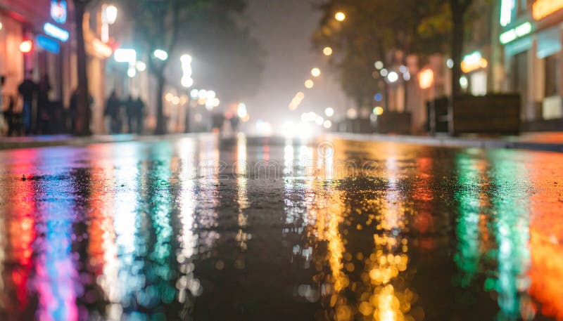 Raindrop Ripple Scene at the Street. Background Concept. Generated ...