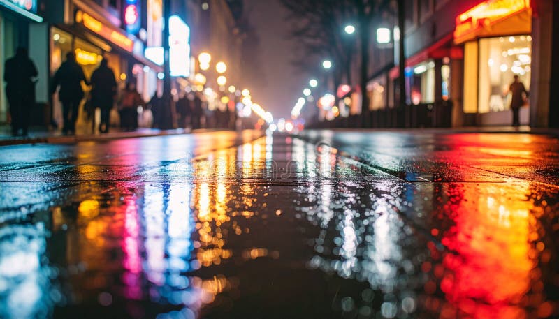 Raindrop Ripple Scene at the Street. Background Concept. Generated ...