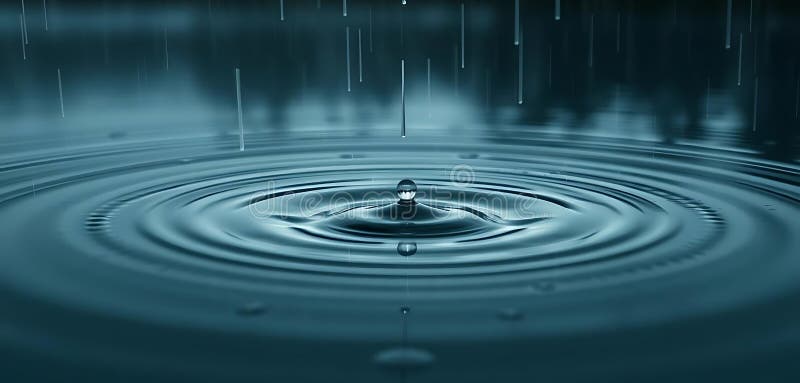 Raindrop Ripples in Tranquil Water Stock Image - Image of pond ...