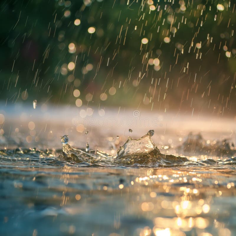 Raindrop Splashing on Water Surface Stock Image - Image of life, ripple ...