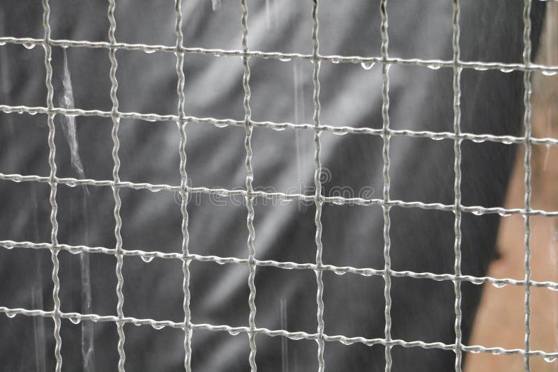 Raindrop on Steel Net with Copy Space Stock Image - Image of reflection ...