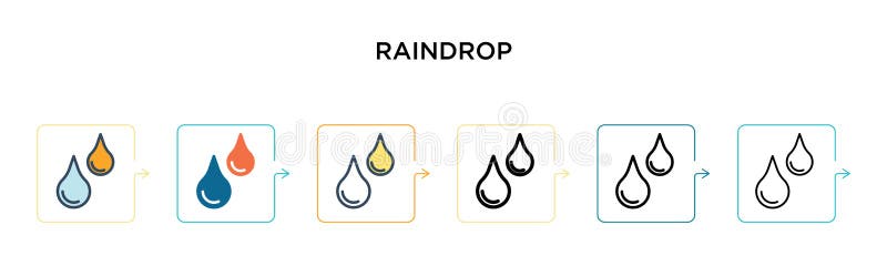Raindrop Vector Icon in 6 Different Modern Styles. Black, Two Colored ...