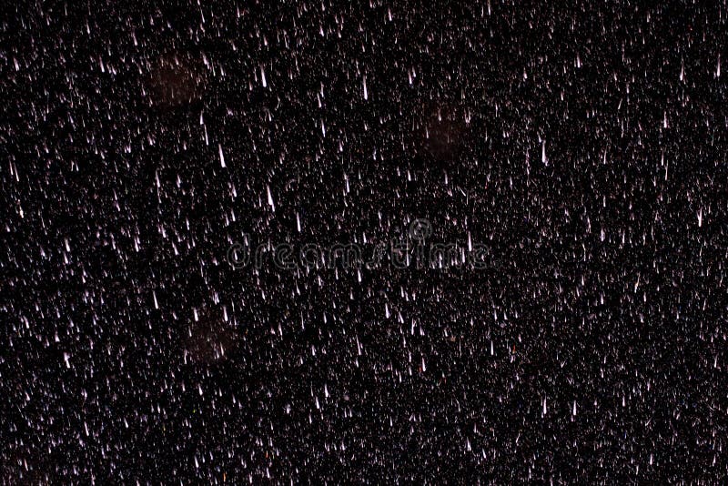 Raindrops on a Black Background. Rain in the Dark Stock Image - Image ...