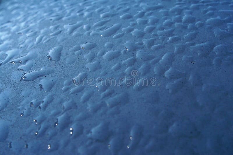 Raindrops on Blue Round Plastic Surface Stock Image - Image of round ...